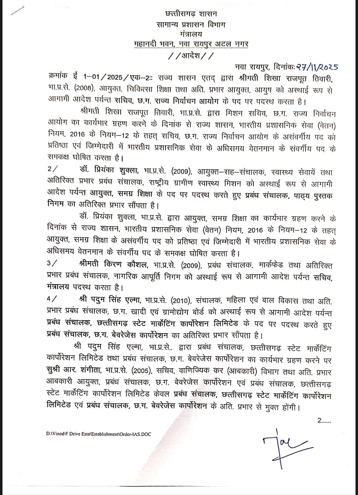 CG TRANSFER BREAKING | 13 IAS अधिकारियों का बड़ा तबादला आदेश – Chhattisgarh Times